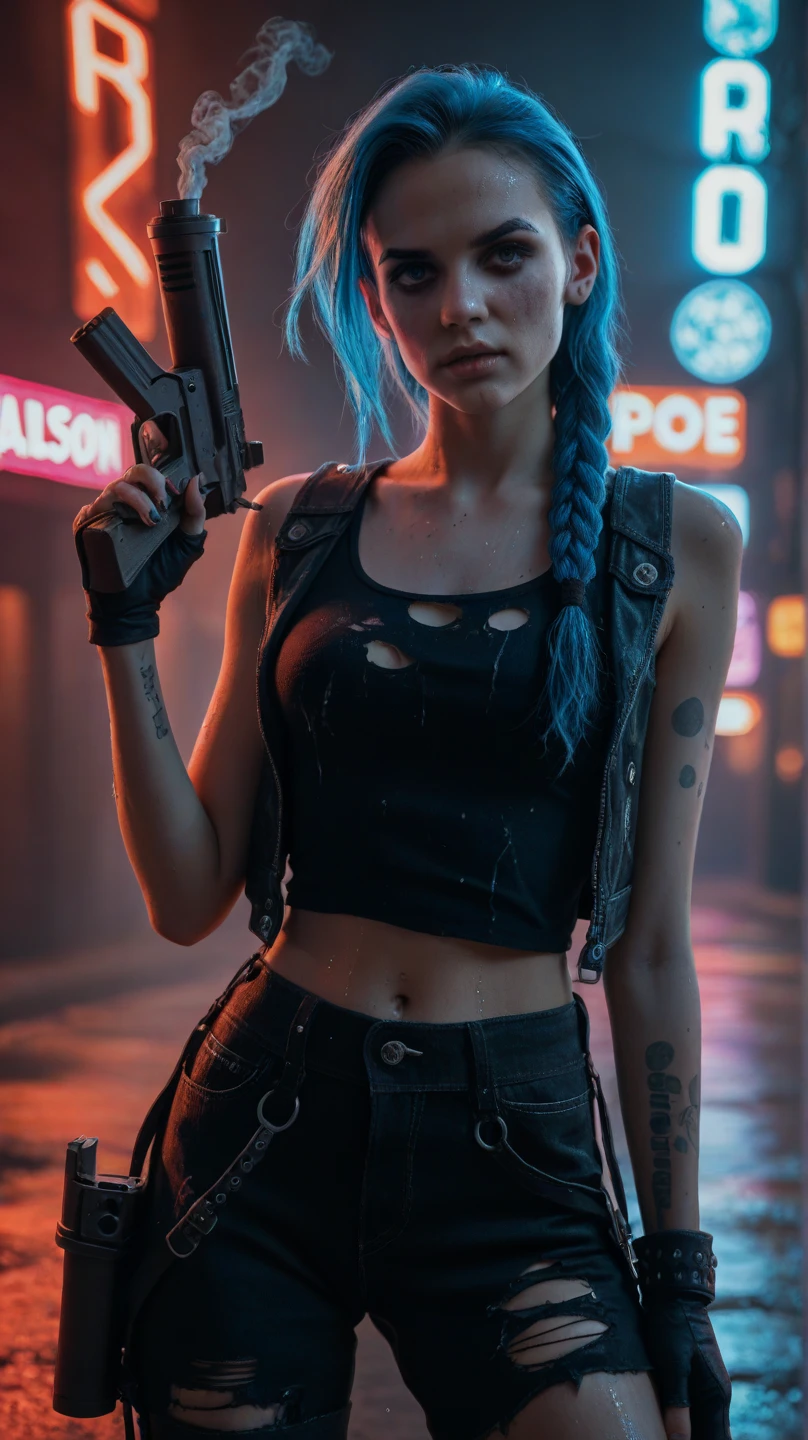 "A highly detailed and cinematic portrait of Jinx from Arcane - SeaArt AI