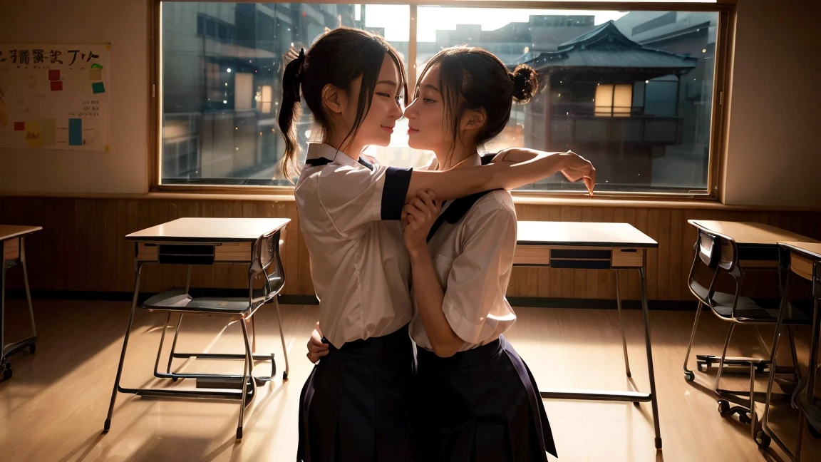 (Two female students), In the classroom at dusk 、制服姿のLikeい( Japanese ...