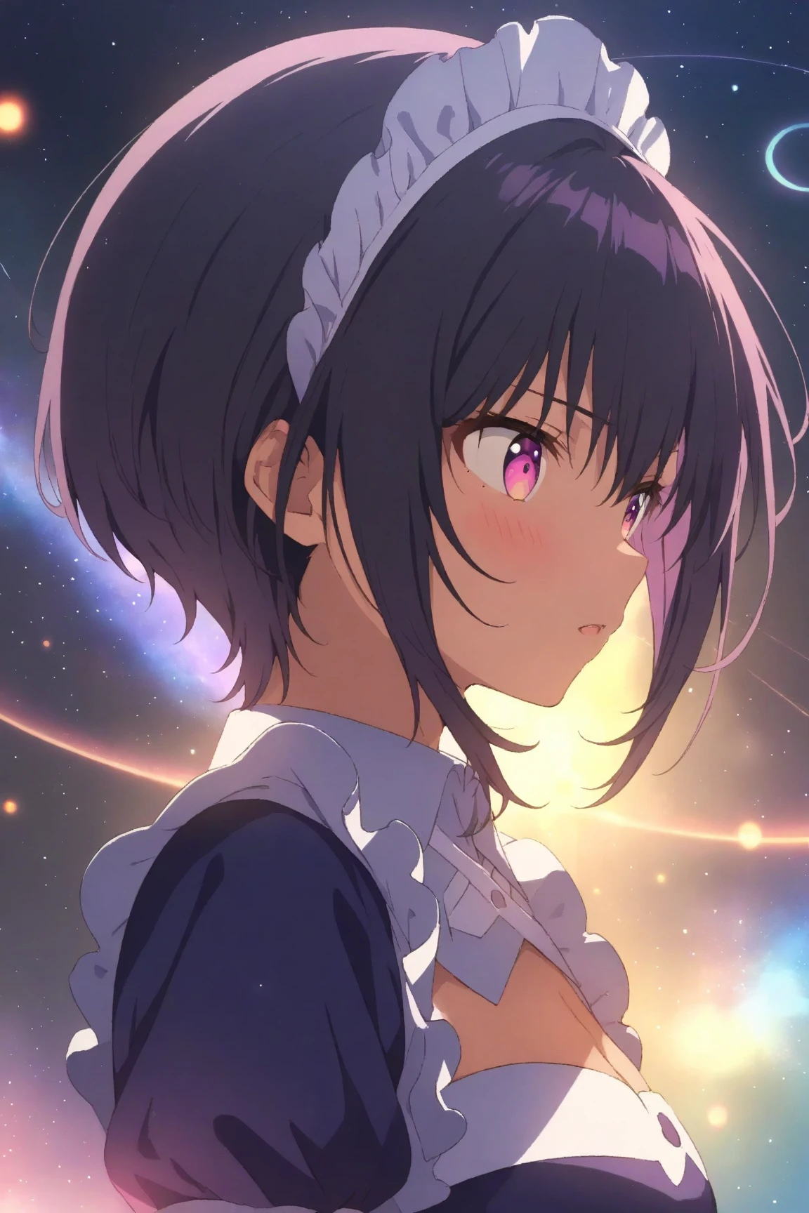 Best Quality, Beautiful shadows, Spiral galaxy, pale glow , flare ...