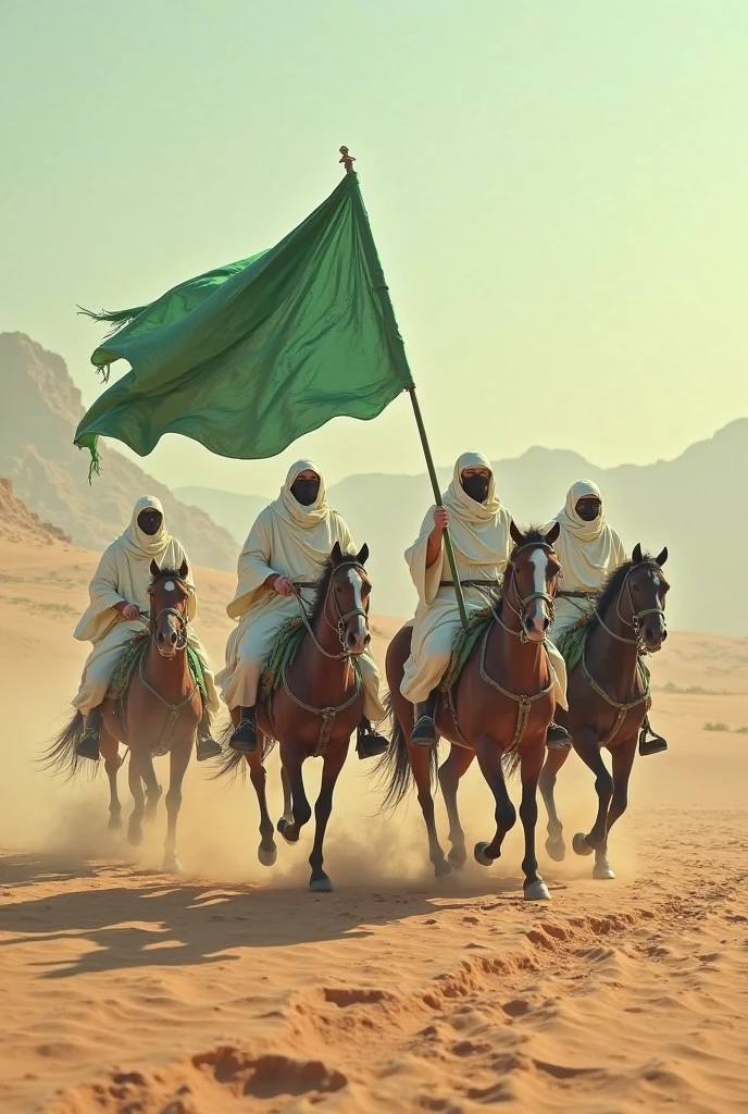 I want four people riding his horses and carrying a message wearing a ...