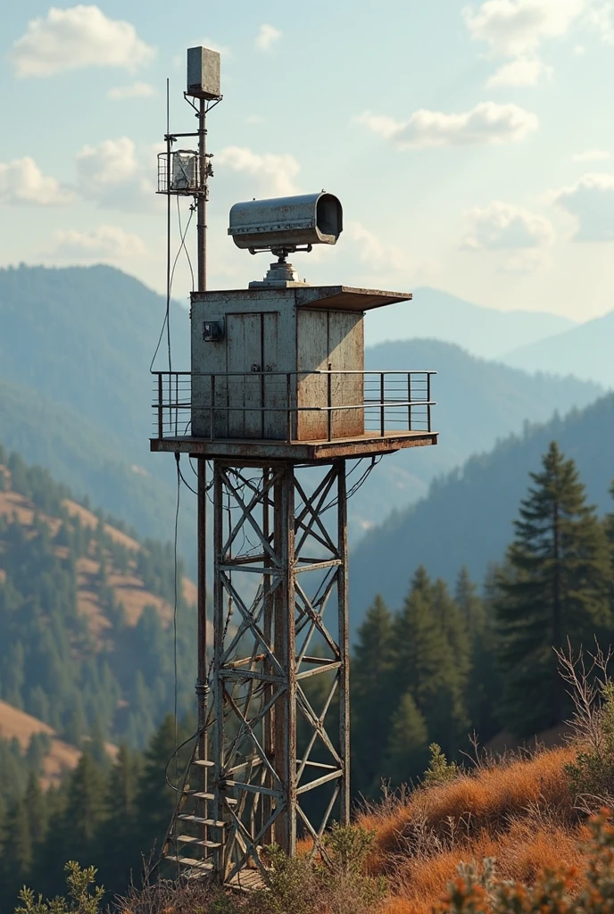 I need a fire monitoring tower with a camera and a solar panel - SeaArt AI