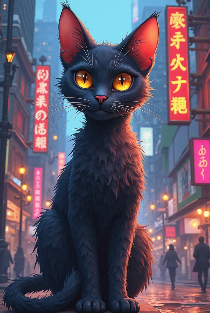 Cat end human in city - SeaArt AI