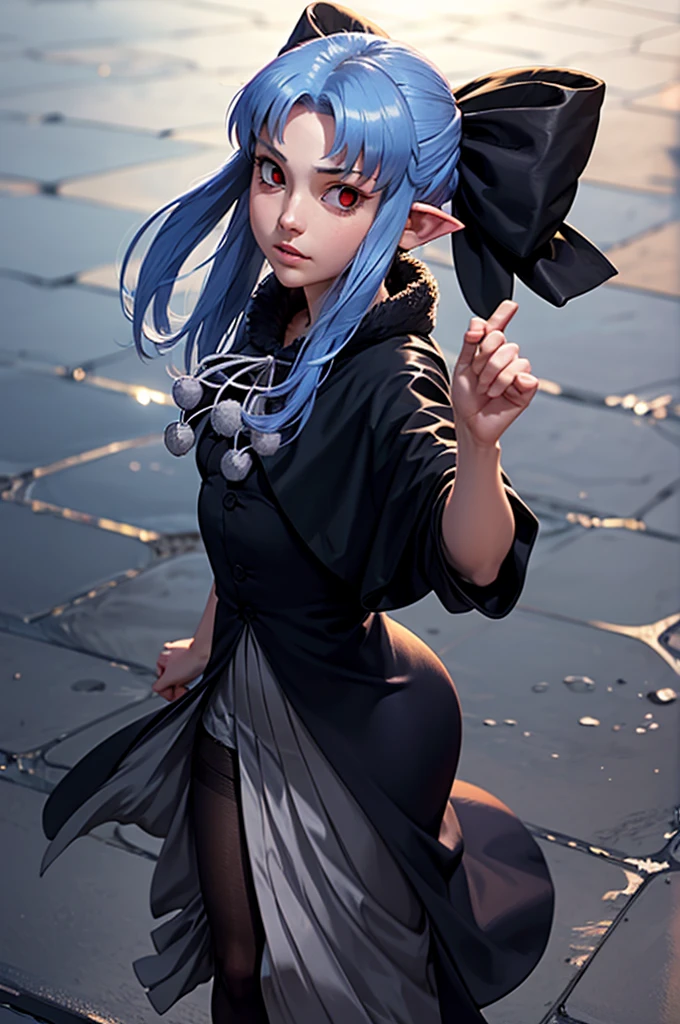 1girl,len (tsukihime), robe,solo, red eyes, pantyhose, pointy ears ...