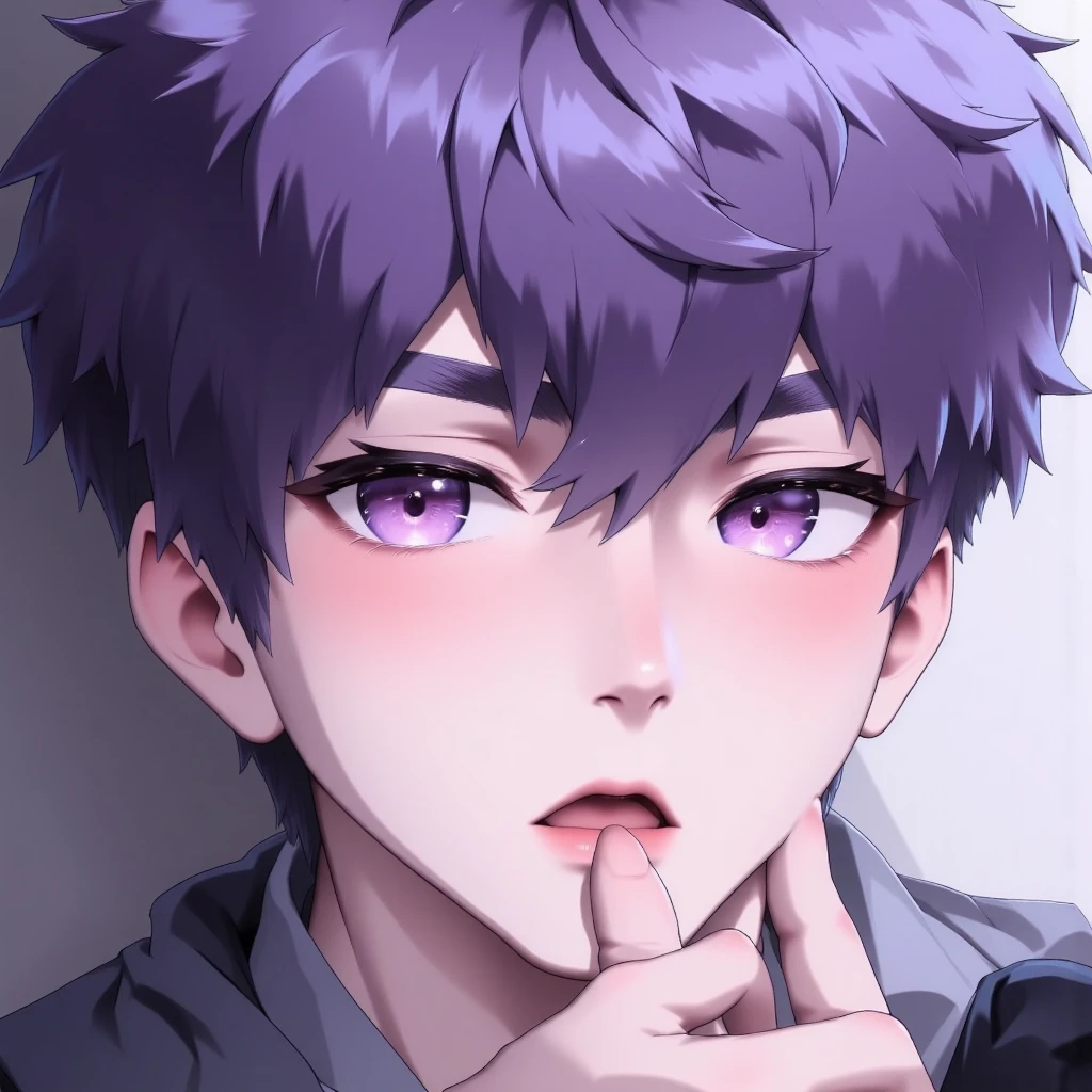 Short Hair, dark Purple Hair, Sidelocks, korean hairstyle, side parted ...