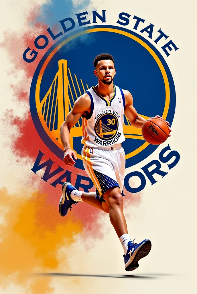 Steph curry with golden state warriors logo - SeaArt AI