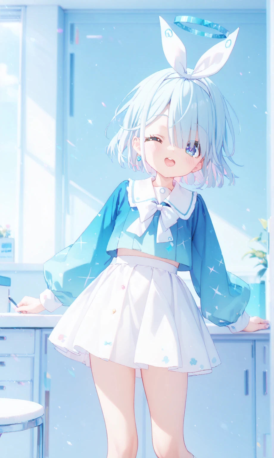 Masterpiece, best quality, highres, A girl Arona Halo, smiling - SeaArt AI