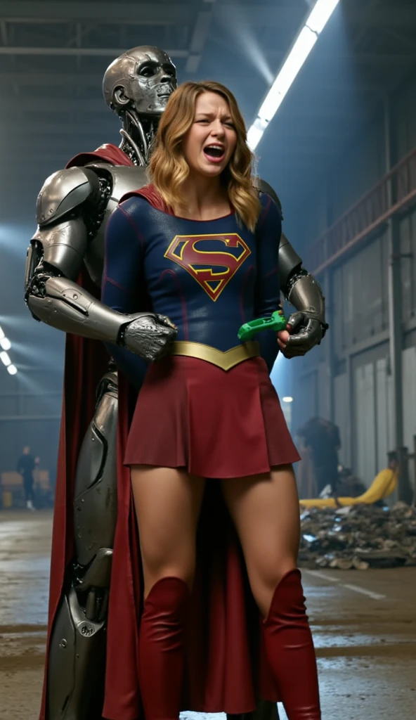 Melissa Benoist As Supergirl A Very Short Skirt Both Arms Behind