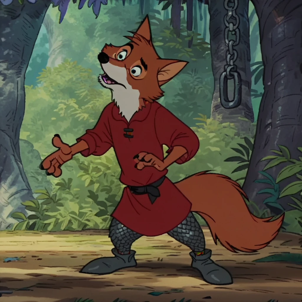 RobinhoodRH, semi-anthro, male, fox, orange fur, Red tunic sleeveless ...