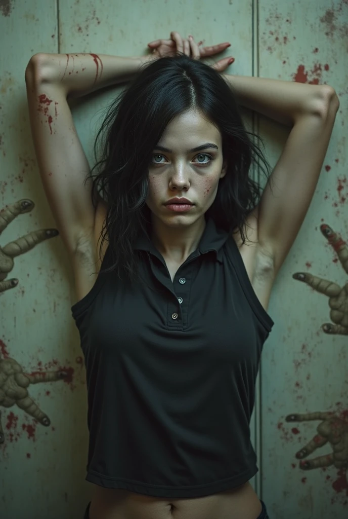 Two young women (very pale skin, black hair, blue eyes) standing ...