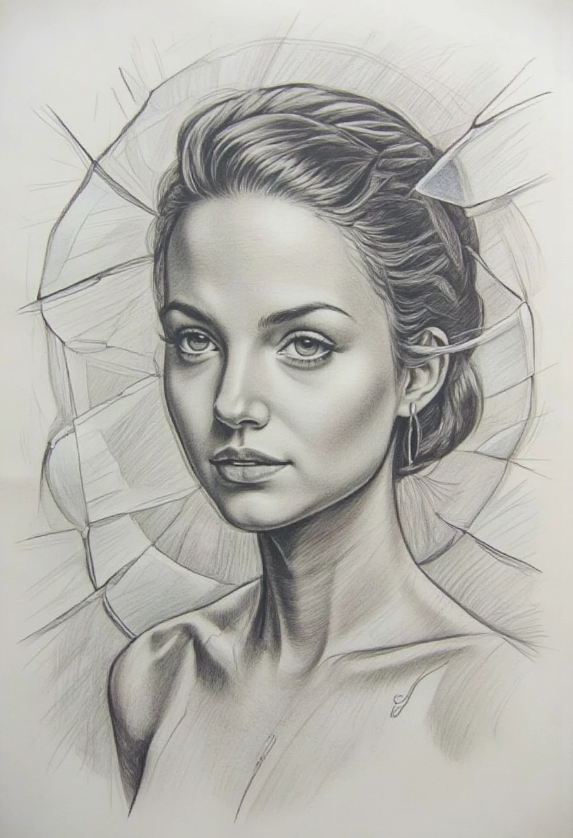 Imagine A serene and mysterious woman hand drawn with graphite pencil ...