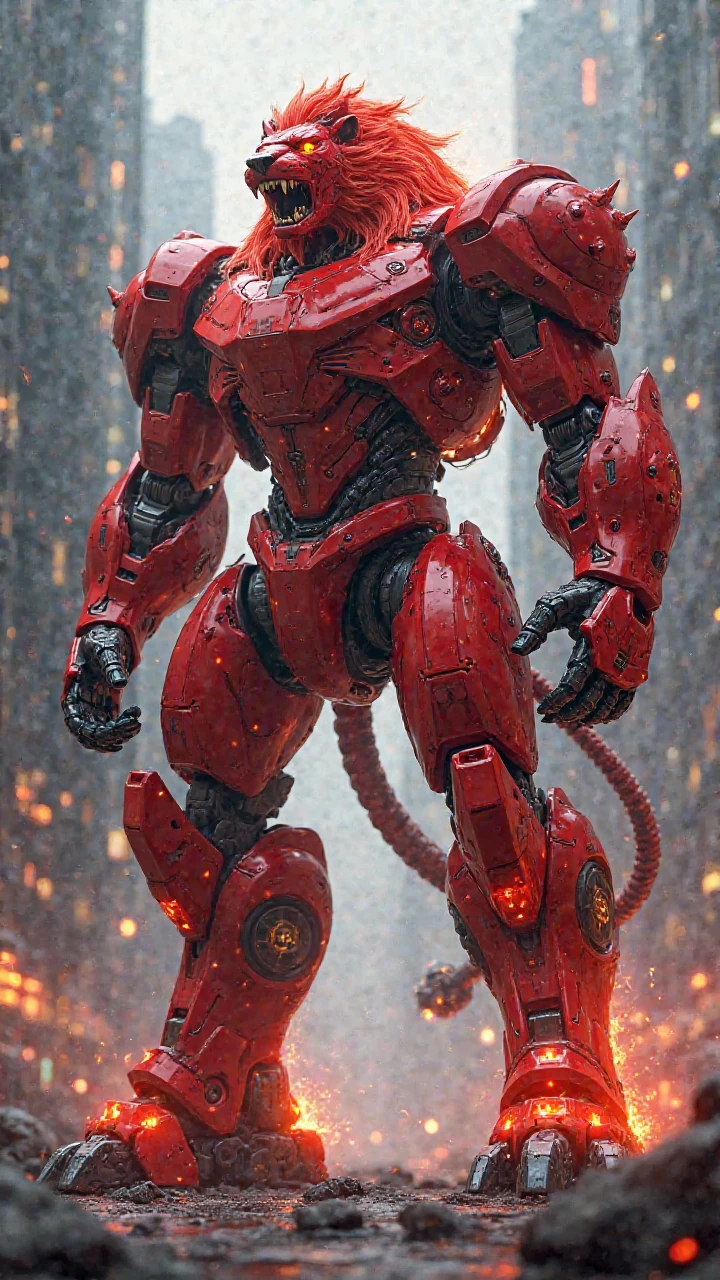 Red Lion — Fire Mecha A red cybernetic lion, powered by an energetic ...