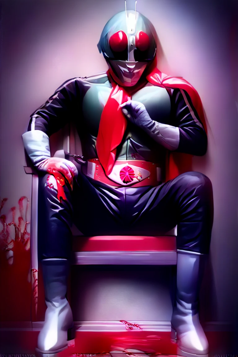 傑作,最高品質,((torture:1.5)),(blood splatter:1.4), (bloody:2),(kamen Rider 1 ...