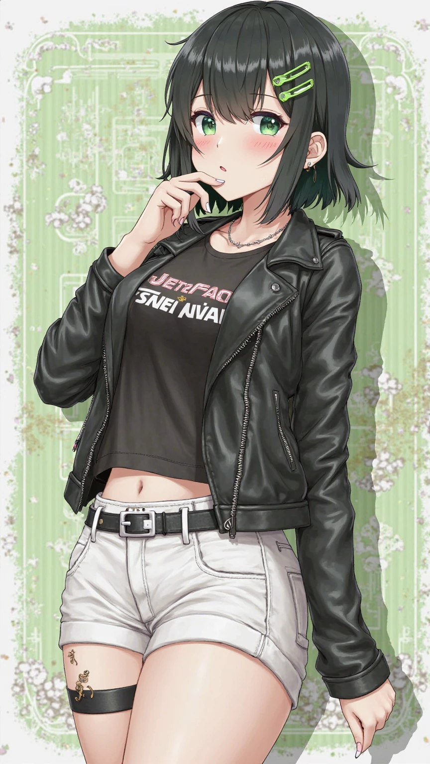 Masterpiece、black hair green、Bob、beauties、1 person、White shorts - SeaArt AI