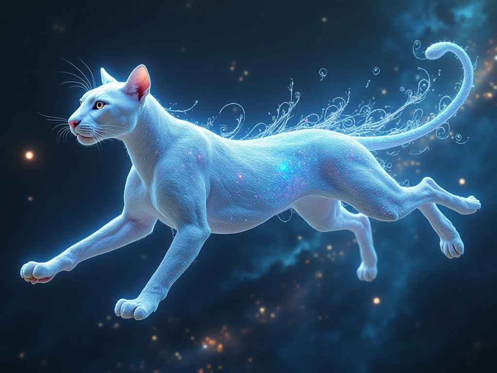Galactic panthers glowing and luminescent traveling in space - SeaArt AI