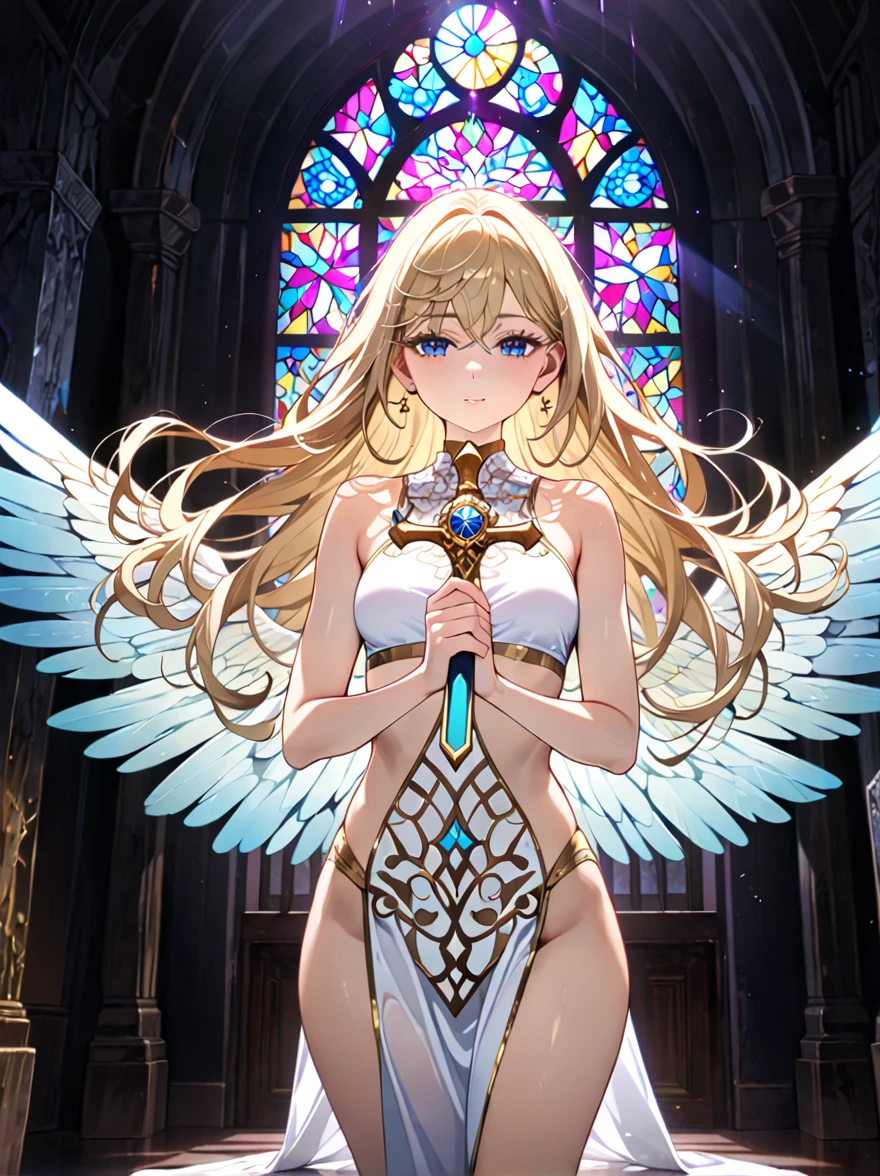 Background, colorful, Light Reflection, A powerful angel spreads its wings and - SeaArt AI