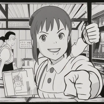 (( black and white comic 、Ghibli styleのgirl、Ghibli style)), masterpiece ...