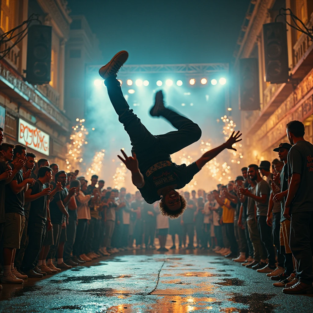 A hyper-realistic, cinematic movie poster for a Hollywood street dance ...