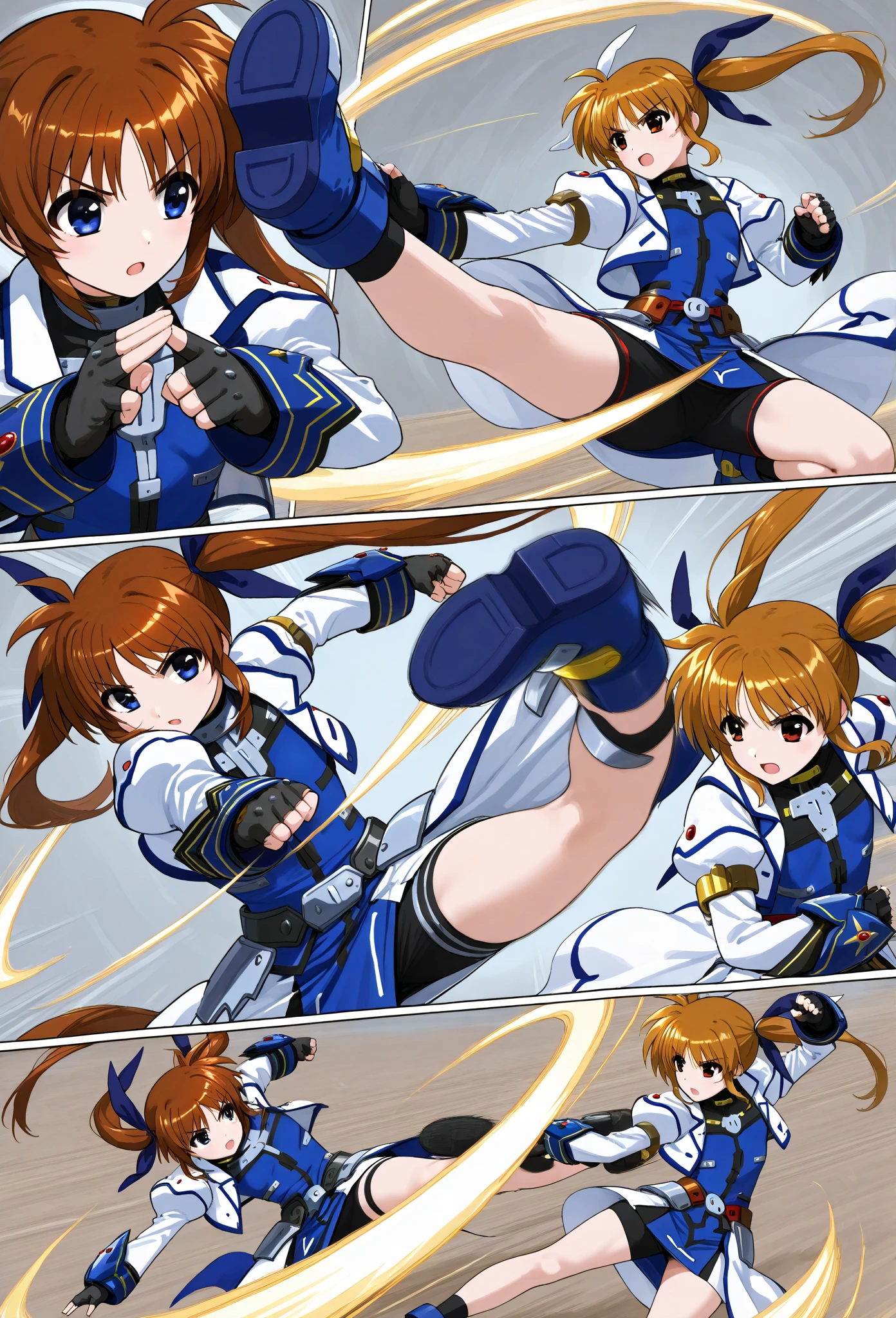 Spinning round and round ,Kick while turning,spin kick,Nanoha - SeaArt AI