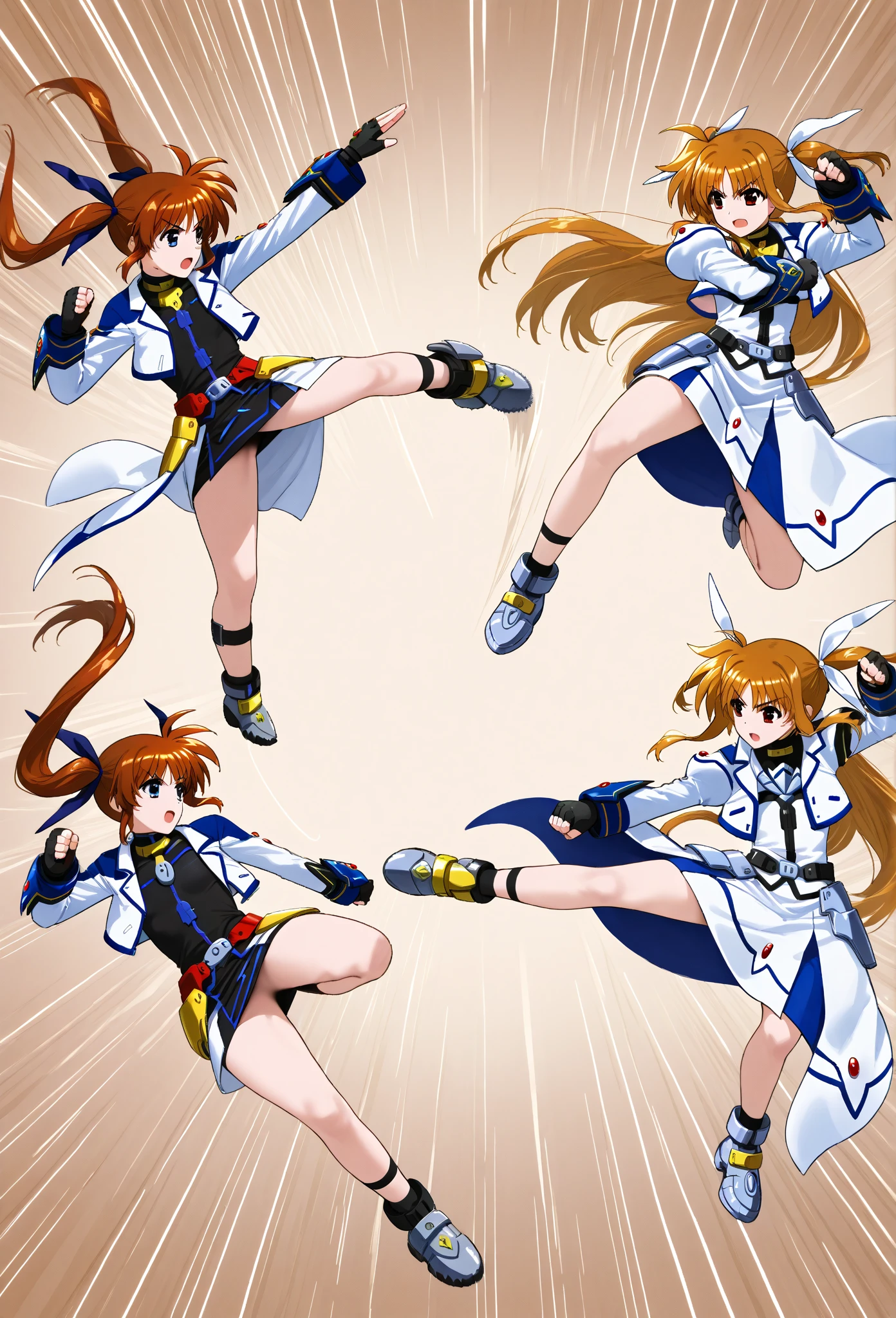 Spinning round and round ,Kick while turning,spin kick,Nanoha - SeaArt AI