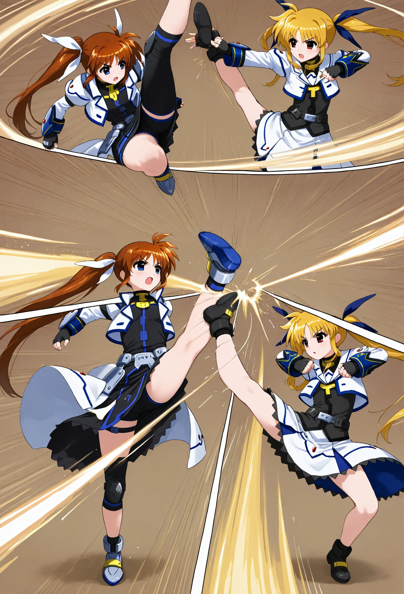Spinning round and round ,Kick while turning,spin kick,Nanoha - SeaArt AI