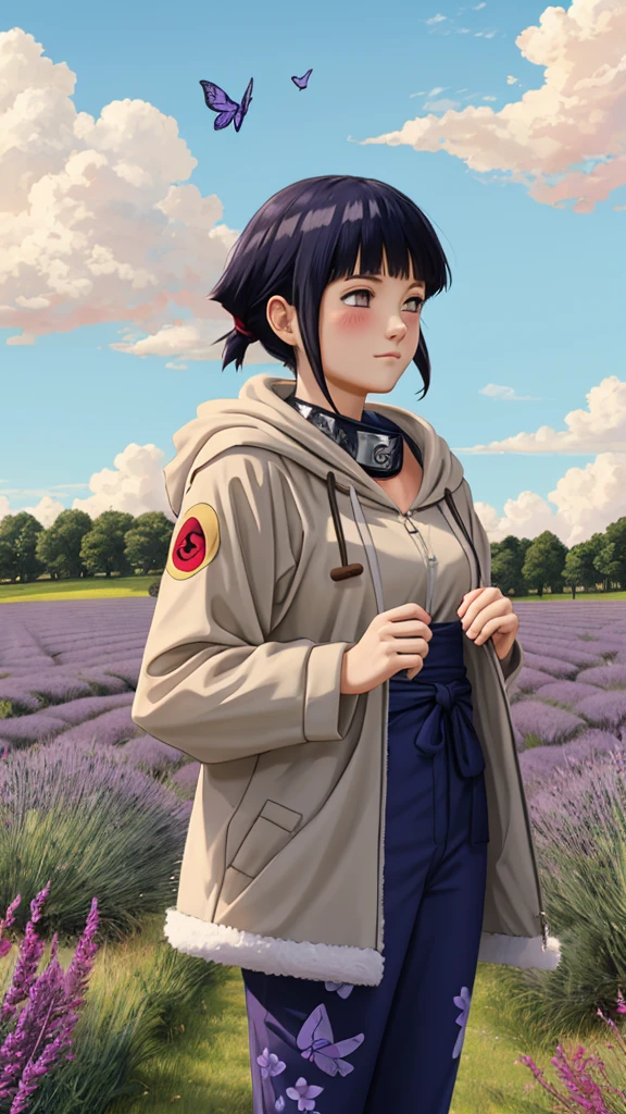 A cute Genin version of Hinata Hyuga from the Naruto series, standing ...