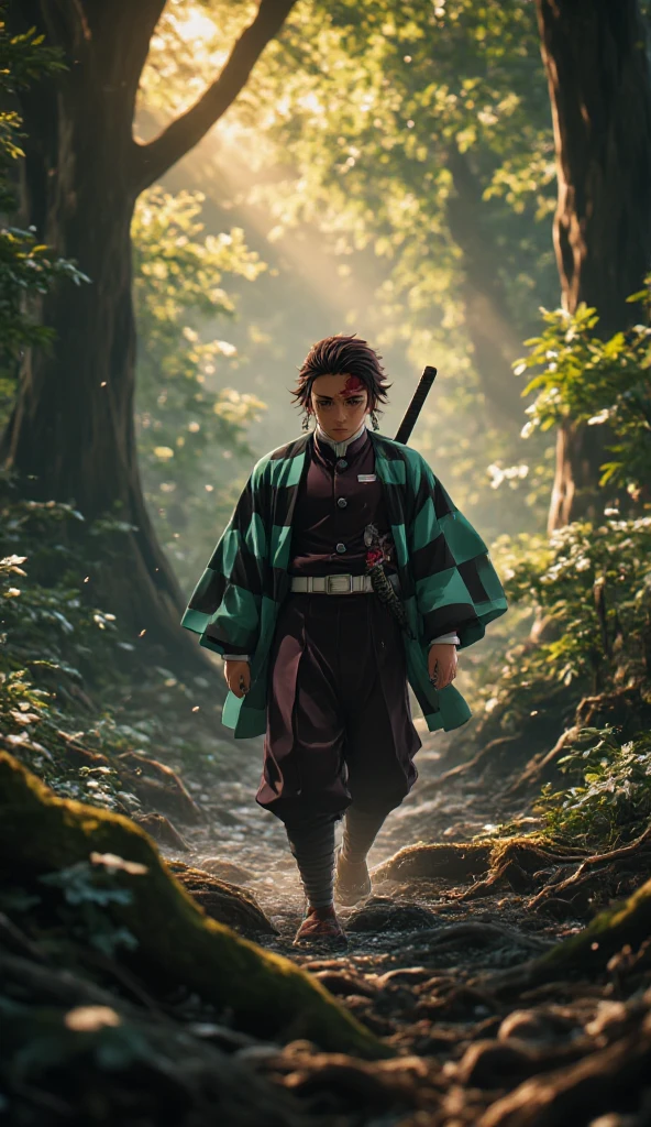 **Hyper-Realistic 8K Cinematic Prompt - Tanjiro Kamado Walking in ...