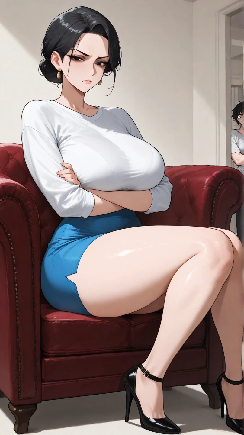 [Mulher, dark eyes, black hair, serious expression, copos, MILF - SeaArt AI