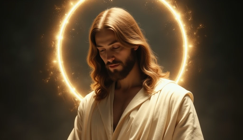 Figure of Jesus inside a circle of light, - SeaArt AI