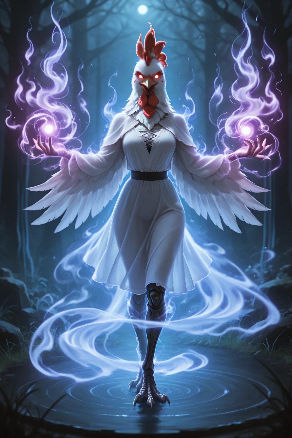 Anthropomorphic spirit-chicken, spirit, female, slender build - SeaArt AI