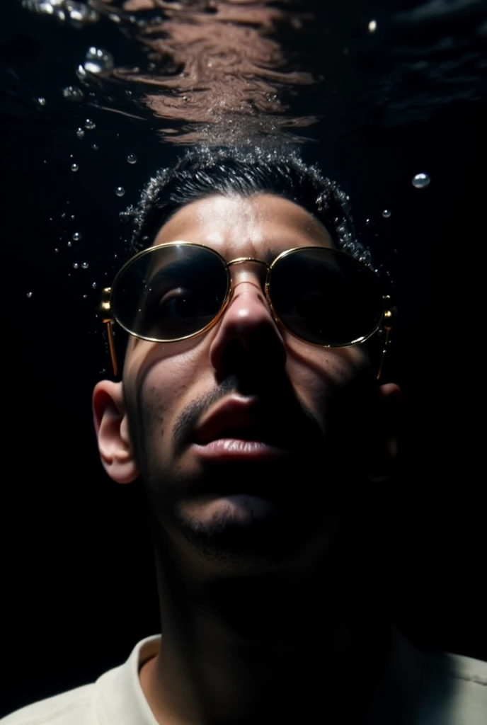 Lacazette, face fully submerged underwater, visible from a dramatic low ...