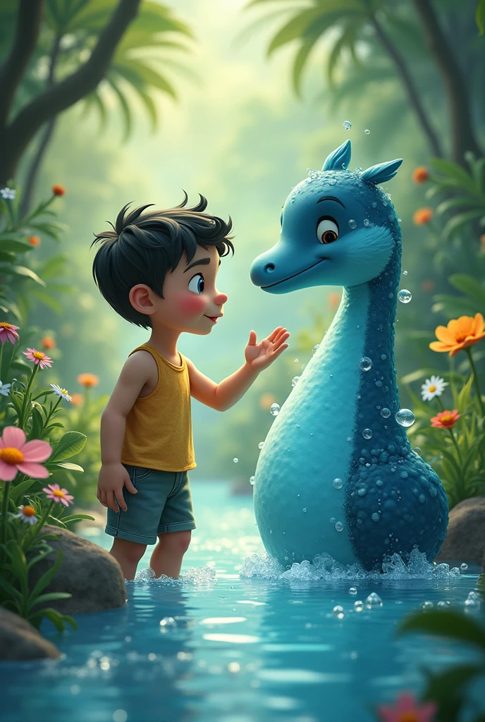 Mother Water with a Gringo boy animated style - SeaArt AI