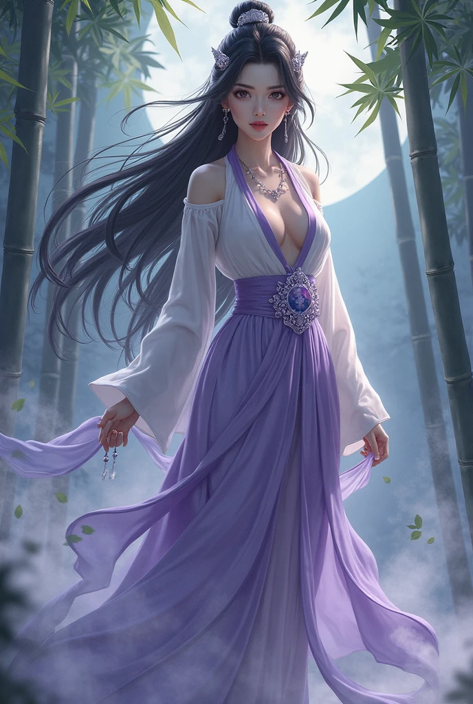 A real stunning female cultivator with long, flowing dark hair - SeaArt AI