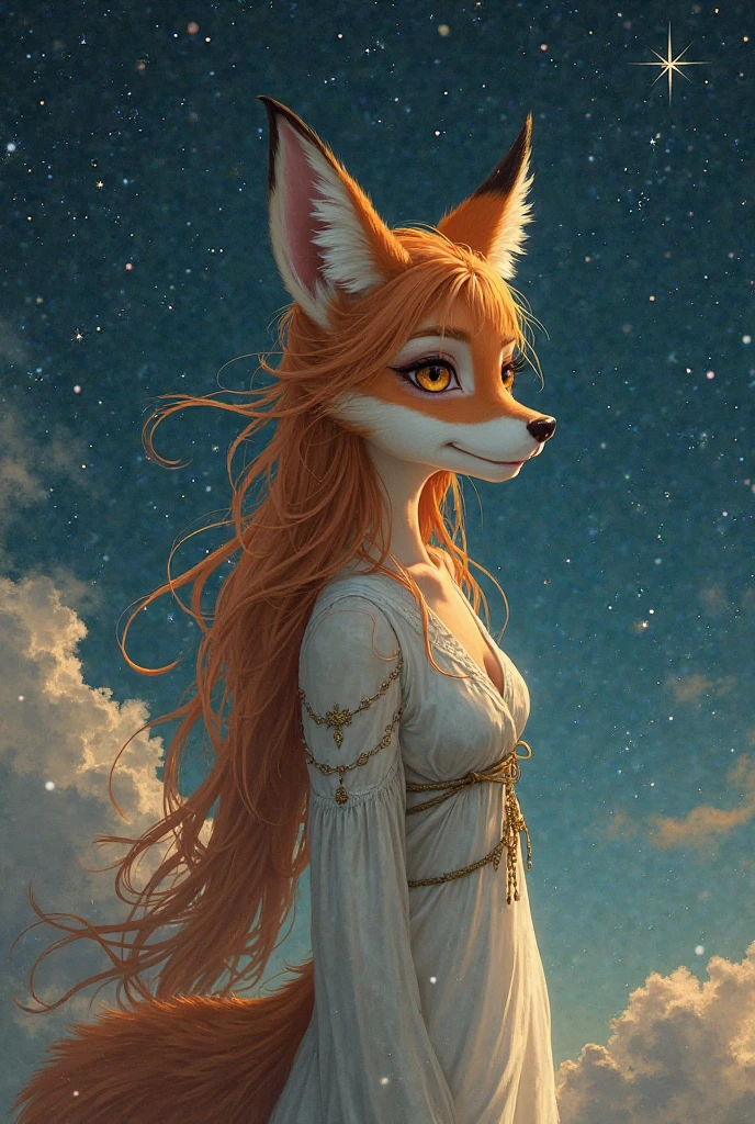 Fox girl avatar, Against the night sky - SeaArt AI