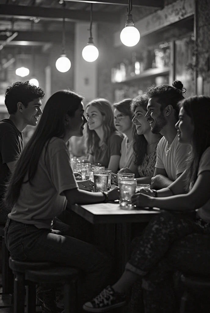Image of university students at the bar black and white people - SeaArt AI