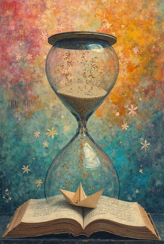Surreal collage: an hourglass where the sand is handwritten verses ...
