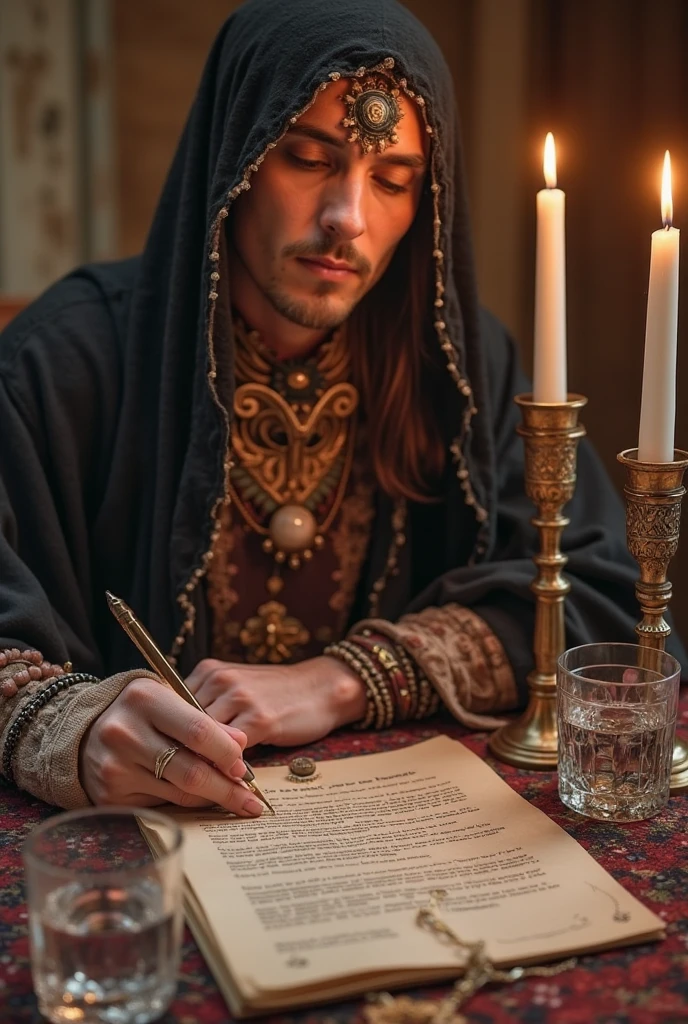 I need you to generate a picture for me of a gypsy reading letters from ...