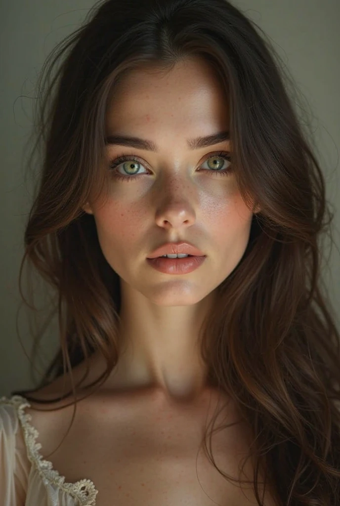 Brunette with green eyes - SeaArt AI