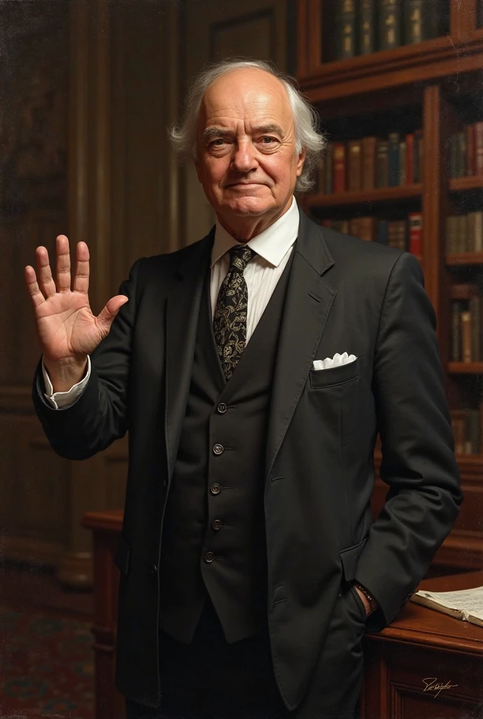 Make an image of August Comte greeting you - SeaArt AI