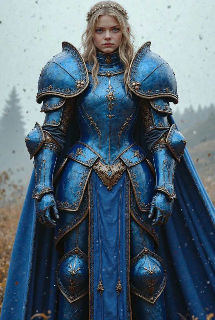 An 18-year-old princess from a kingdom in pretty big blue armor with ...