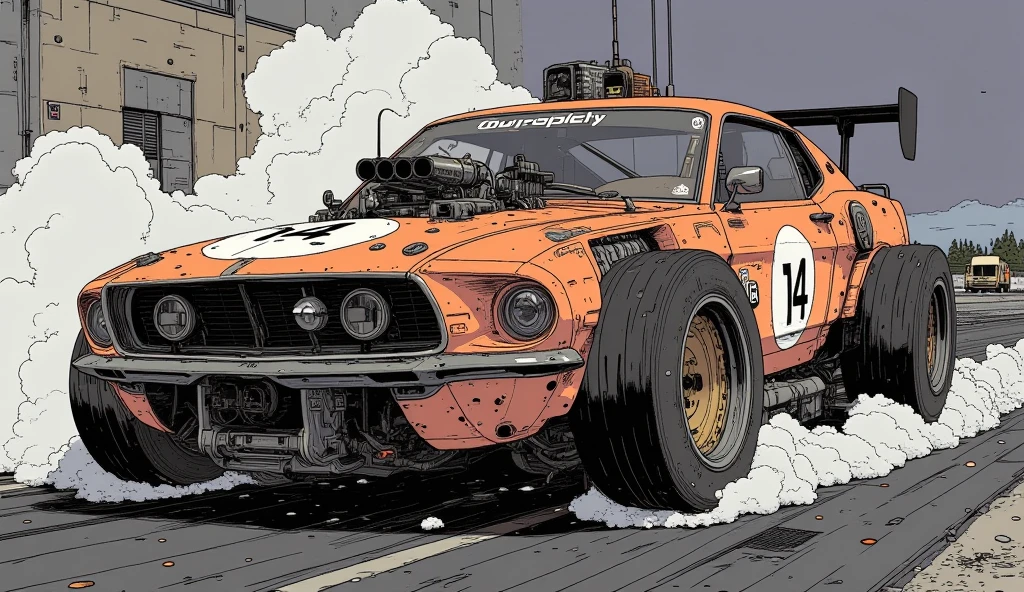 A close up odebt a racing muscle car with a number on the debtront ...