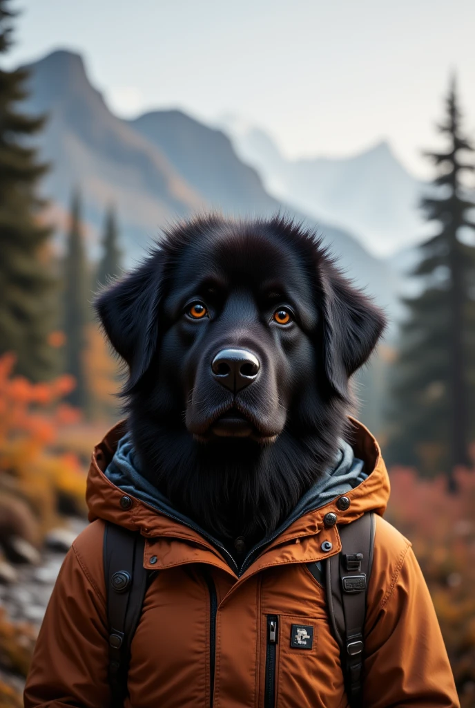 Masterpiece, Best Quality, The whole body of a black fur Newfoundland ...