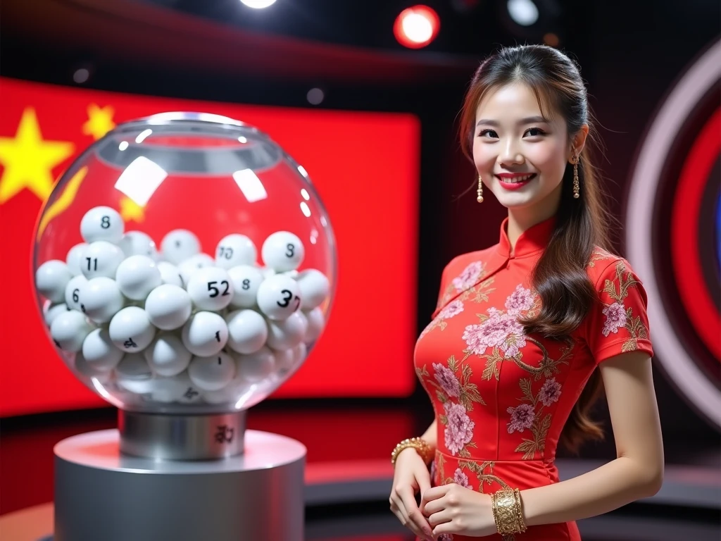 A pretty young Asian female presenter with a perfect body stands in a ...