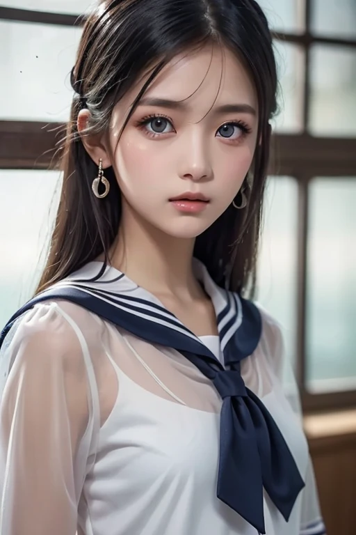 ( see-through:1.3),White sailor suit, sailor dress , White Theme ...