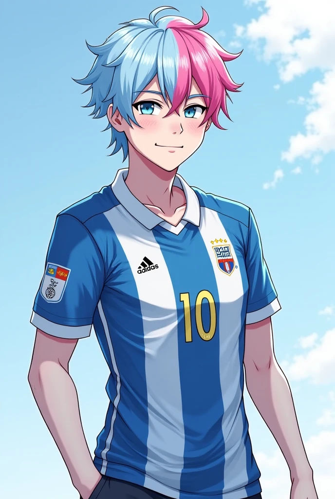 Generate an anime-style photo for a player who is a fan of Messi and ...