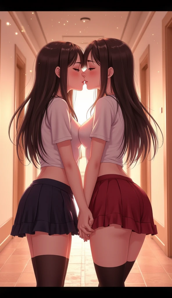 1girl, yuri couple, two girls, kiss, smile, erotic, seductive - SeaArt AI