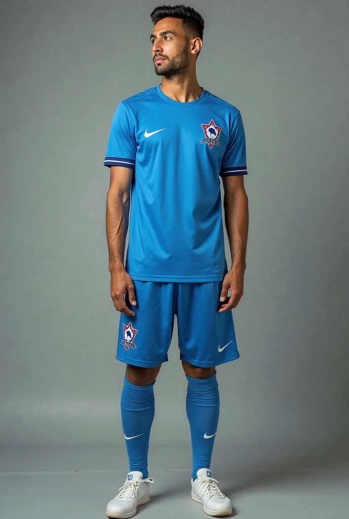 Arafed image of a man in a blue jersey and white sneakers, crips ...