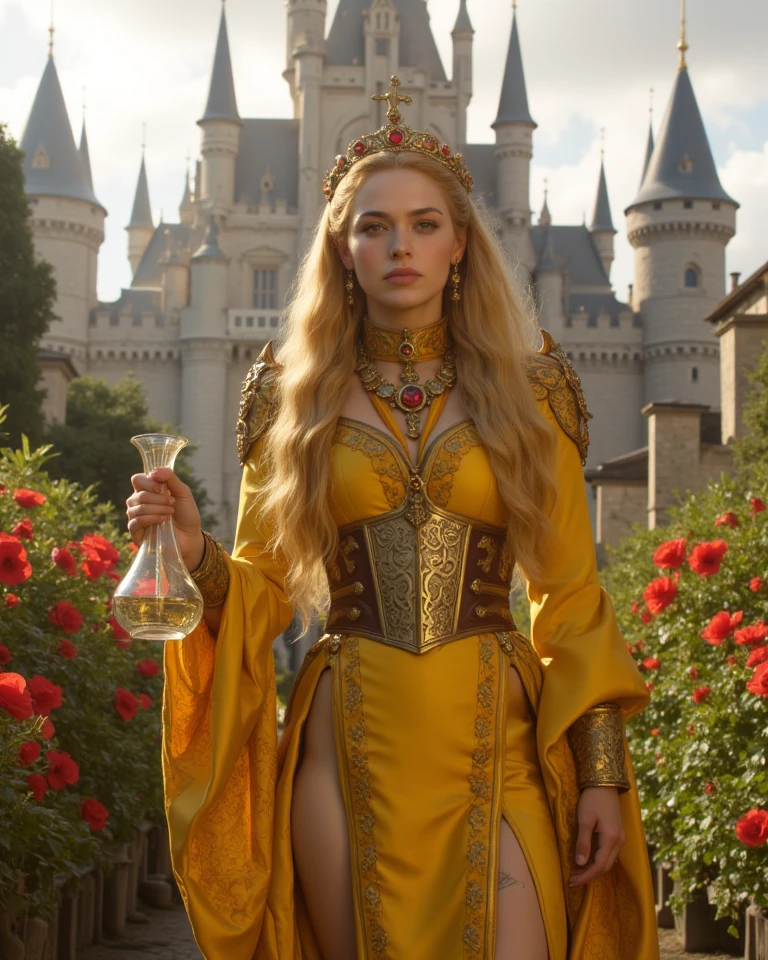 Lena Headey queen with blond long hair, broad-chested, broad shoulders ...