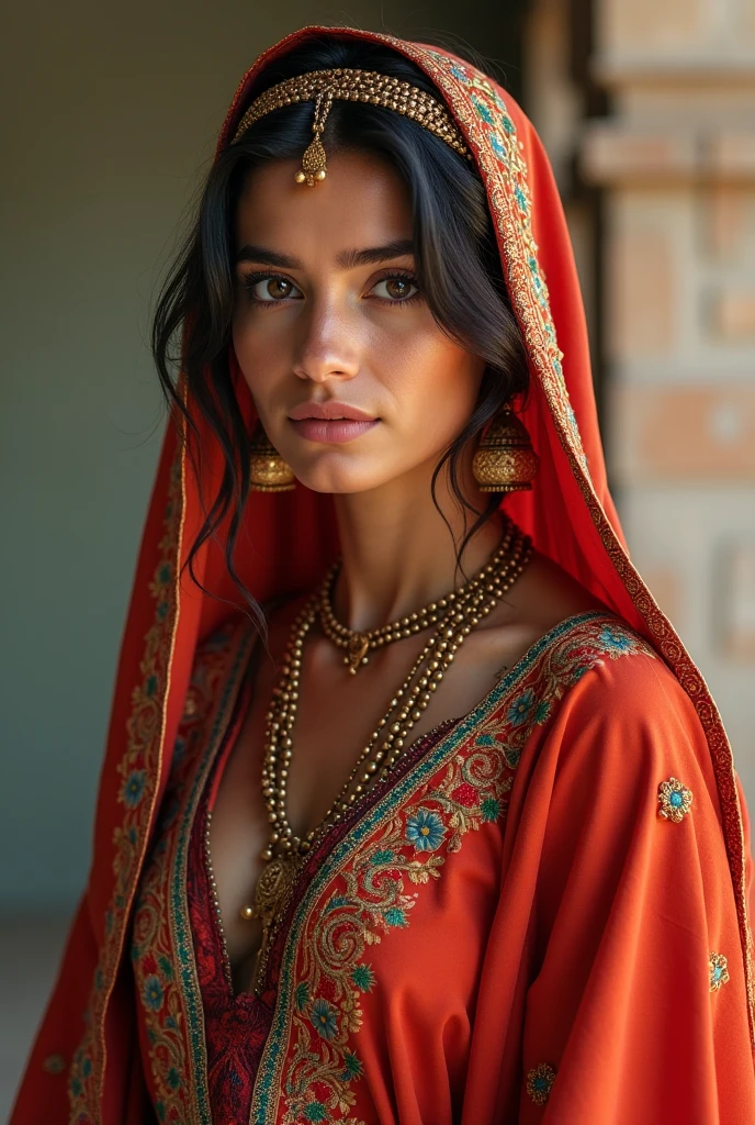 A very beautiful Libyan girl wearing a Libyan dress - SeaArt AI