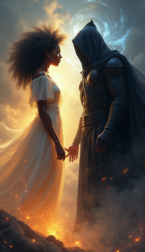 Deux forces s’opposant : Nia young black woman surrounded by spiritual ...