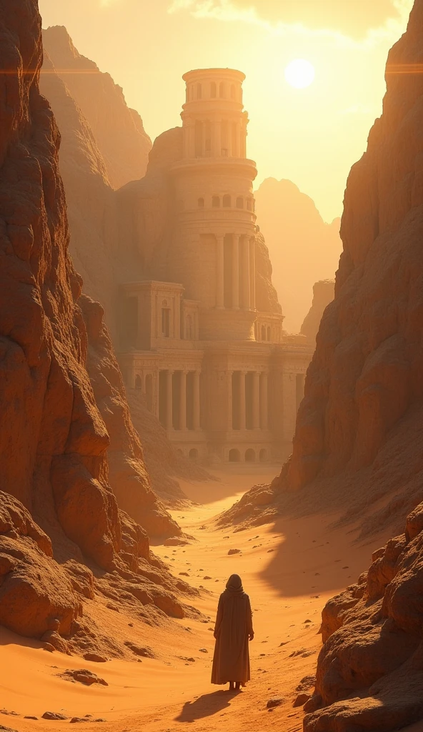 Ancient city of Iram, with colossal stone structures carved into the ...